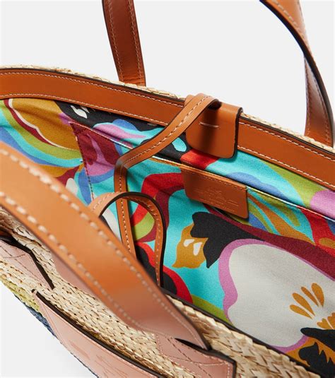 Etro Pegaso Striped Leather Trimmed Tote Bag Etro