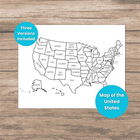 50 States Map Printable
