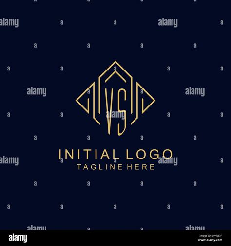 Initial Logo Vs Monogram With Rhombus Line Style Design Vector Graphic