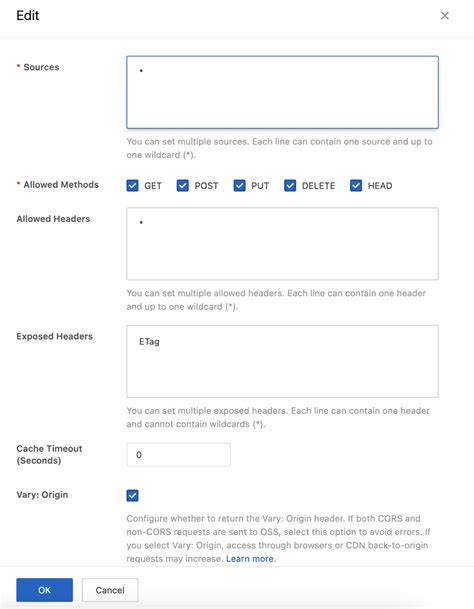 Configure CORS for an OSS bucket Drive and Photo Service 阿里云