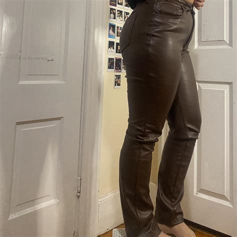 Tinseltown Brown Faux Flared Leather Pants Size Depop