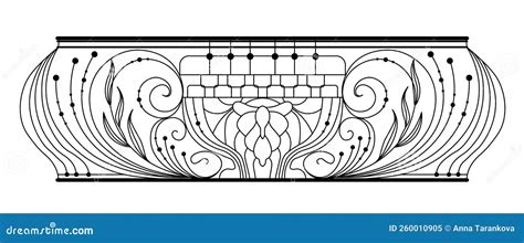 Wrought Iron Balcony Black Metal Railing With Forged Ornaments On A