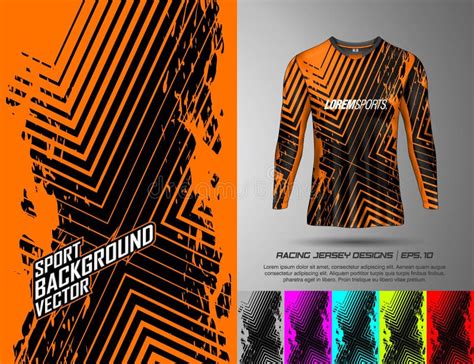 T Shirt Long Sleeve Sport Template Abstract Racing Jersey Design Stock