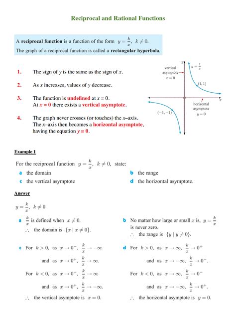 SOLUTION Reciprocal And Rational Functions Studypool