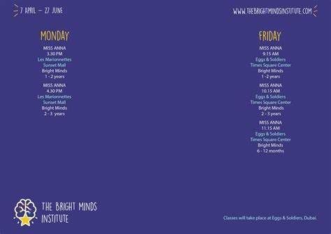 Spring Class Schedule Spring Class Schedule