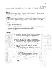 EXPERIMENT COMBINATIONAL LOGIC USING MULTIPLEXER Doc Ha Stephanie ECE L M AM