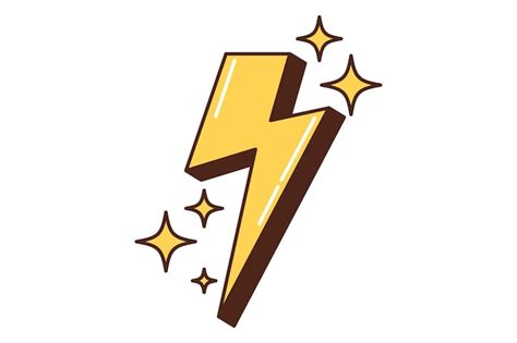 Premium Vector Lightning Retro Flat Sticker Design