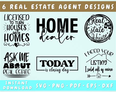 Real Estate Agent Svg Bundle 6 Designs Real Estate Quotes Svg By