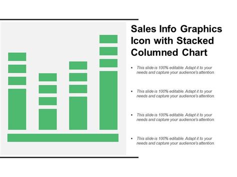 Sales Info Graphics Icon With Stacked Columned Chart Templates