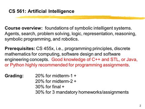1 cs 561 artificial intelligence instructors profs laurent itti wei