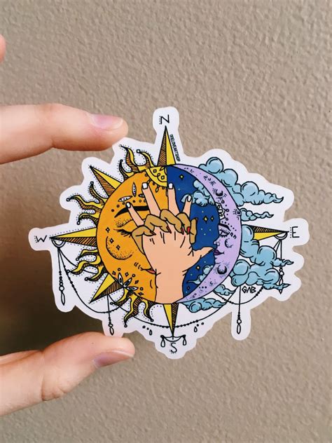 Sun Moon Sticker Sun Sticker Boho Sun Sticker Stars Etsy