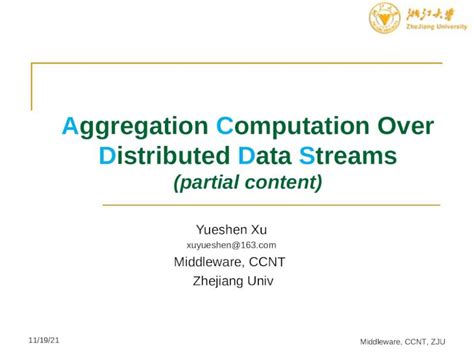 Ppt Aggregation Computation Over Distributed Data Streams The Final
