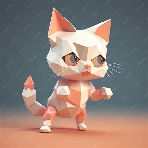 Premium Ai Image Cute Chibi Cat Dancing Low Poly
