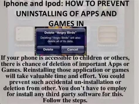 How To Prevent Uninstalling Apps And Games In IPhone And IPod IOS