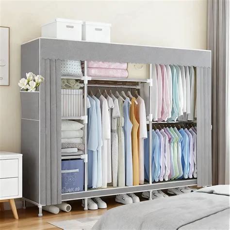 Roperos Modernos Closet Ropero Organizador Grande Armable Gris Ambueco