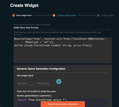 siddhi wso2 dashboard web socket provider failed to load provider configurations stack