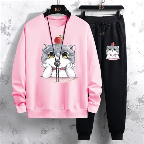 Y05ckh05bสินค้าส่งในไทยผ้าสำลี ชุดเซ็ทเสื้อกันหนาวคอกลมแขนยาวกางเกงขายาวแฟชั่น ผ้านุ่นใส่สบาย