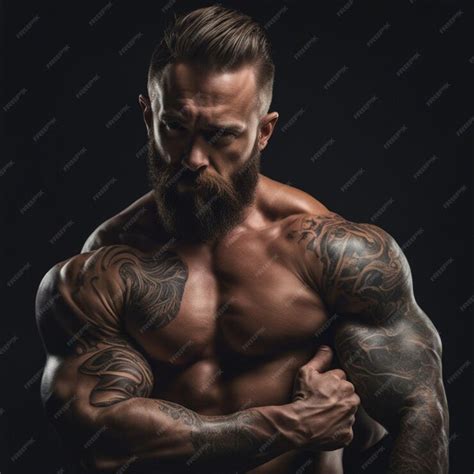 Premium Photo Powerful Stylish Bodybuilder Tattoo On His Body