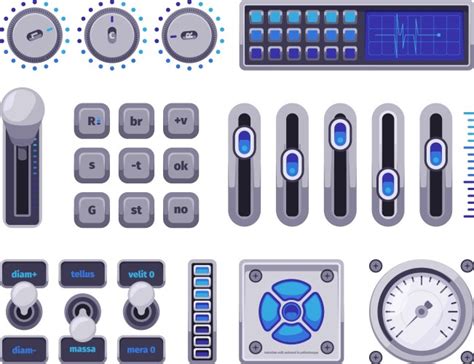 Control Panels Templates Ui Colored Set Buttons Vector Image