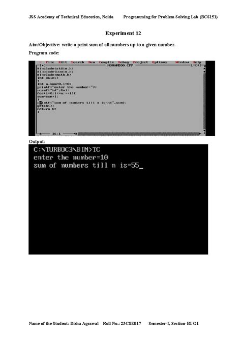Experiment 12 Pps Rferferlgerfe Btech Jss Academy Of Technical Education Noida