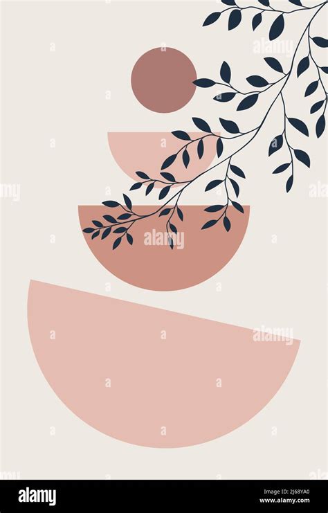 Abstract Graphic Background Modern Aesthetic Background With Geometric Shapes Boho Style Wall