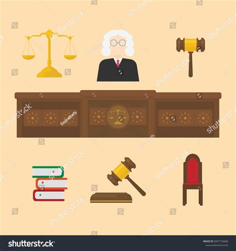 Court Objects Icon Set Flat Design Stock Vector Royalty Free