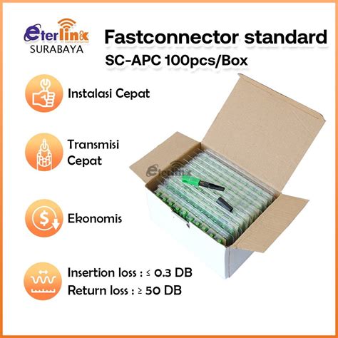 Jual 1Box 100Pcs Fast Connector SC APC Biasa Standar Fiber Optik Connector FTTH Sambungan