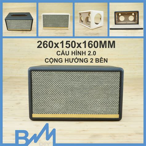 Box Loa Bọc Da 260x150x160mm Ghép Loa 3inch Cộng Hưởng Dáng Acton