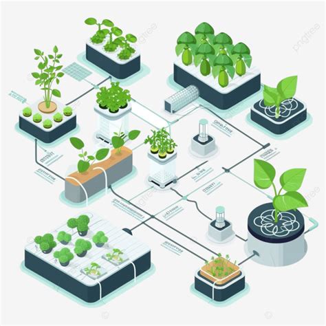 Greenhouse Hydroponics Isometric Flowchart Design Infographic Robot PNG Transparent Image And