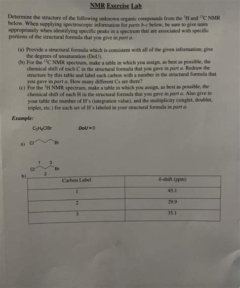 Solved NMR Exercise Lab Determine The Structure Of The Chegg Com