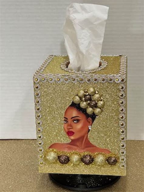 Tissue Box Cover Diva Tissue Box Afro American Art Wooden Tissue Box