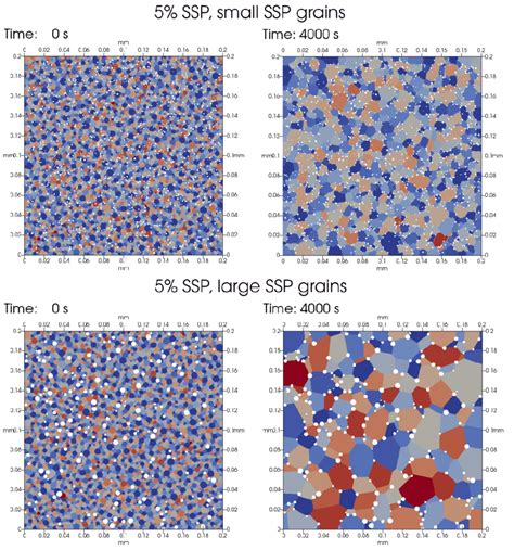 3 left initial microstructures with 5 of static second phase ssp