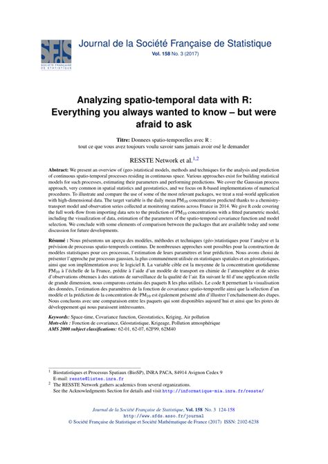 PDF Analyzing Spatio Temporal Data With R Everything You Always Wanted To Know But Were