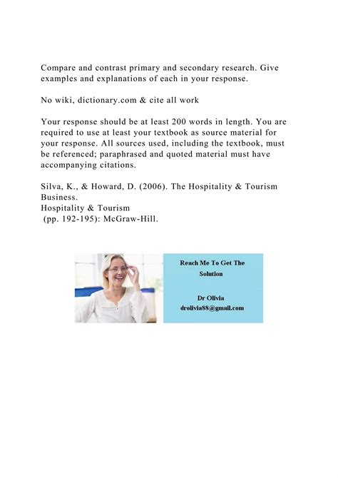 Compare And Contrast Primary And Secondary Research Give Examplesdocx