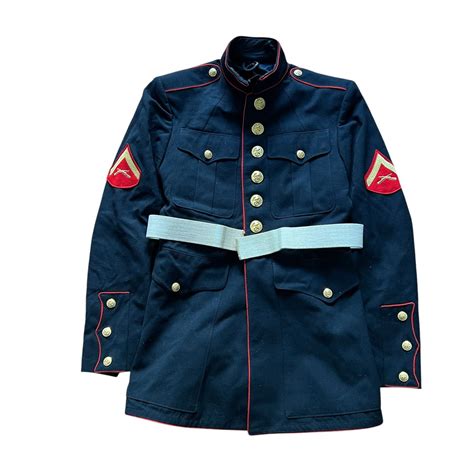Vintage 80s Us Marine Corps Enlisted Dress Blue Wool Uniform Jacket