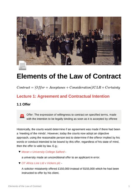 Elements Of The Law Of Contract Elements Of The Law Of Contract Lecture Agreement And