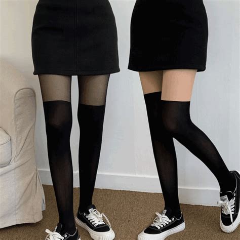 어나더뷰 [2컬러 2기장]투톤 페이크 니삭스 스타킹 팬티스타킹 데일리룩 No 1466