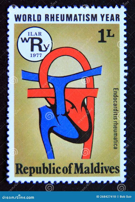 Postage Stamp Maldives Rheumatic Heart Disease Editorial Stock