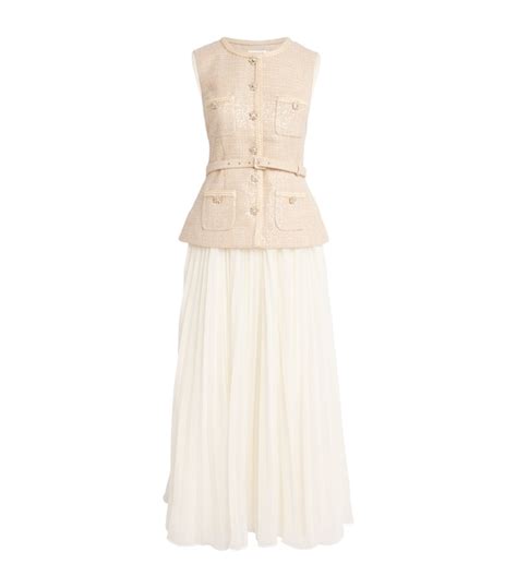 Self Portrait Sequin Bouclé Chiffon Midi Dress Harrods Us