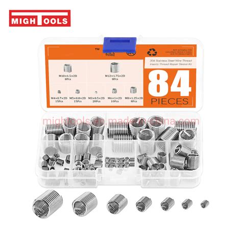 84 PCS 304 Stainless Steel Metric M3 M4 M5 M6 M8 M10 M12 Wire Thread