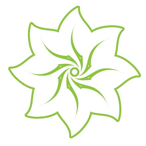 Design de ornamento verde folha e modelo de vetor de símbolo Vetor Premium