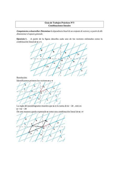Solución De Guía Tp3 Combinaciones Lineales Álgebra Lineal Jazmine Nikkinen Udocz