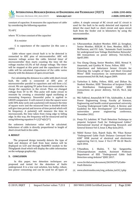 Irjet Design And Development Of Underground Cable Fault Detection And