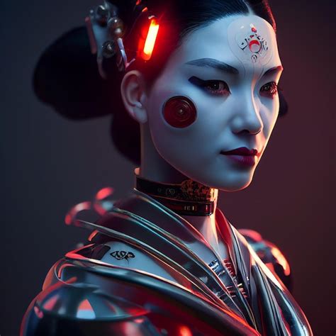 Premium Photo Japanese Woman Portrait In Futuristic Cyberpunk Style