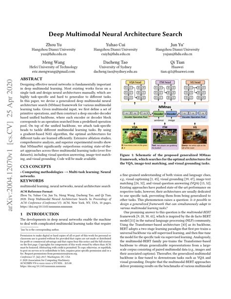 Pdf Deep Multimodal Neural Architecture Search
