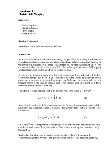 Electric Field Mapping Pdf Electric Field Electrical Conductor