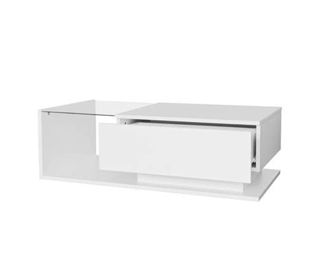 Mesa De Centro Rectangular De Panel De Partículas Con 1 Cajón Y Luz Led
