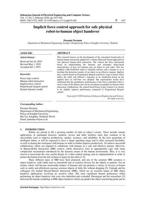pdf implicit force control approach for safe physical robot to human