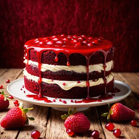 Red Velvet Cake Traditional Popular Sweet Dessert Cake Stock
