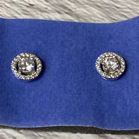 Sterling Silver Cubic Zirconia Halo Stud Earrings